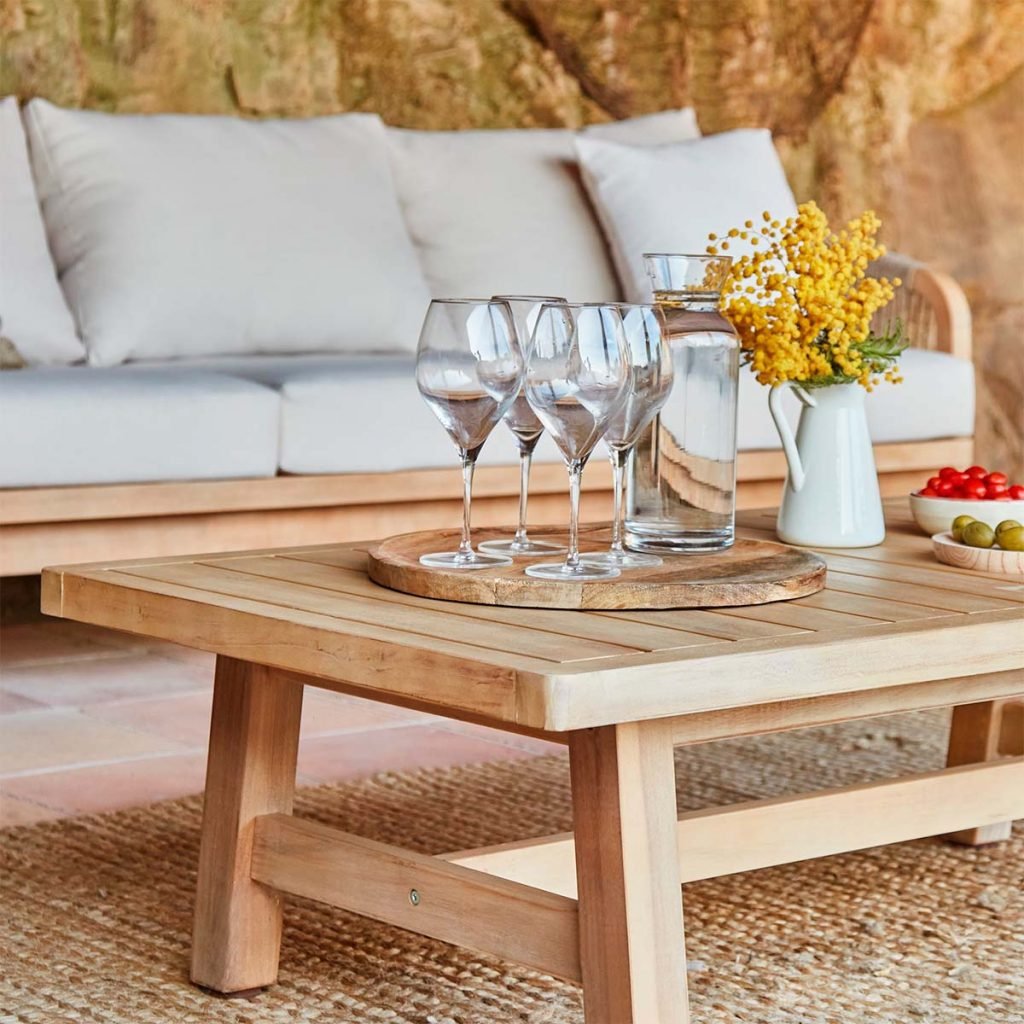 Low garden table light acacia wood - Riviera - Kerama